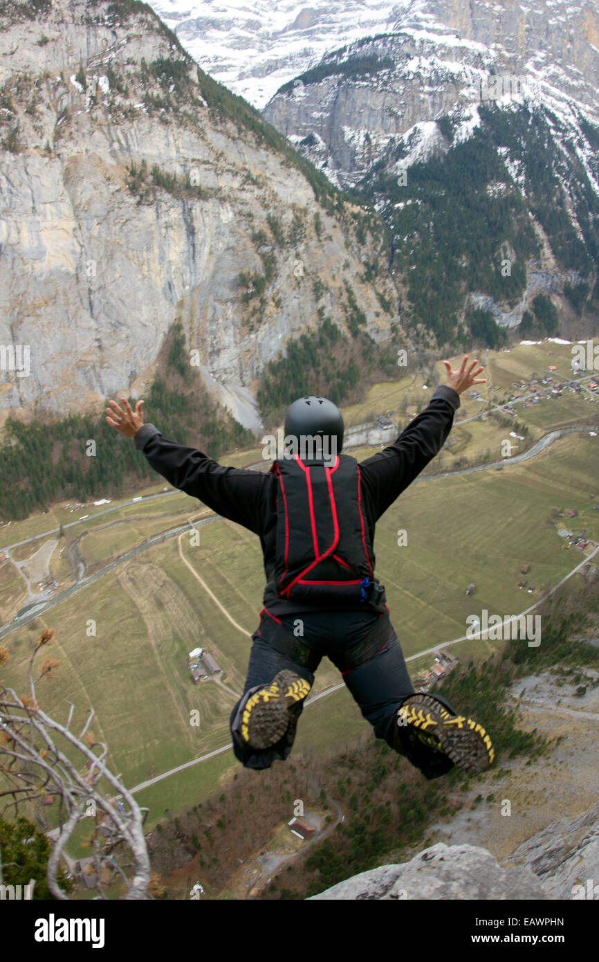 BASE jump from a cliff. The ultimate kick to do an object jump with a ...