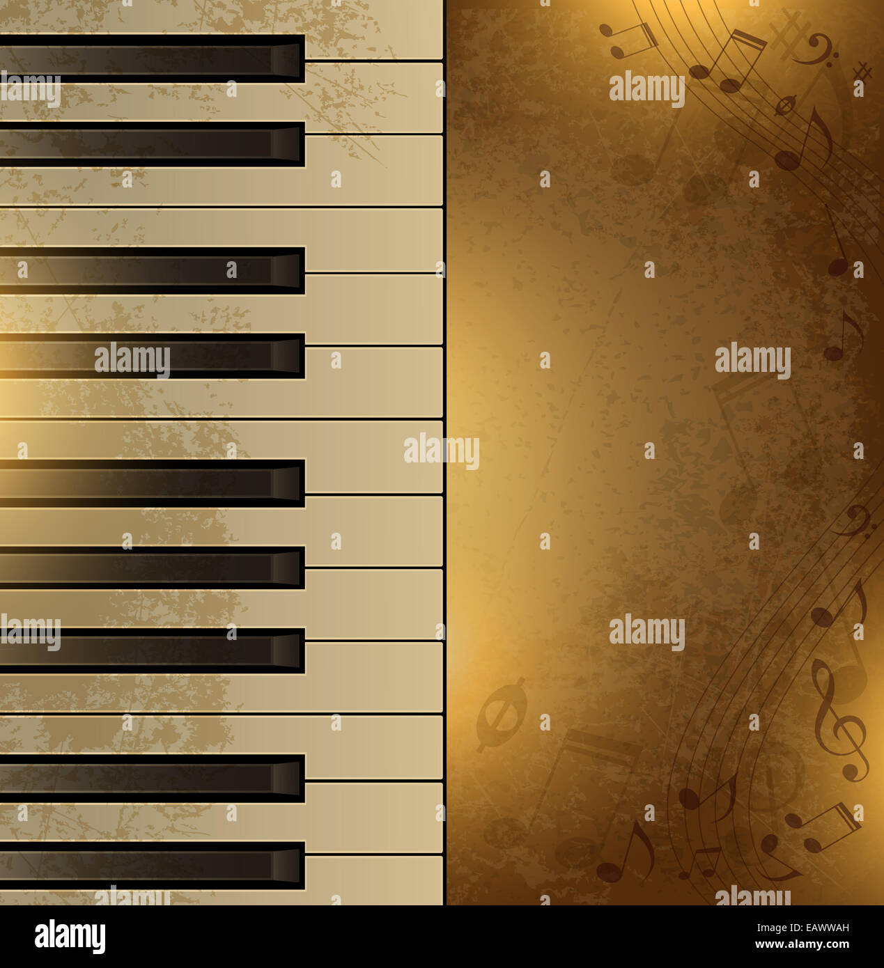 Vintage background with piano and notes Stock Photo - Alamy