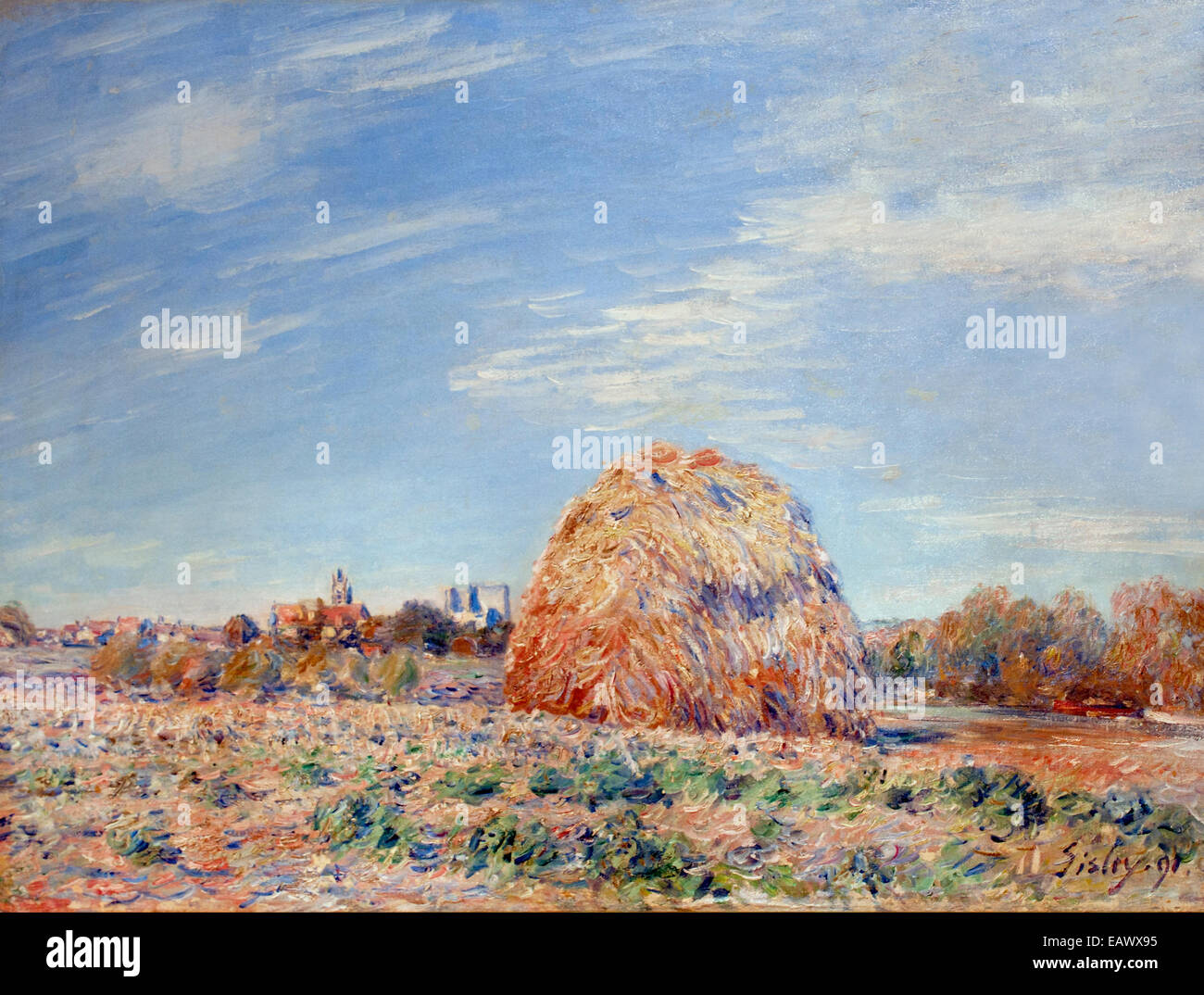 Haystack on the banks of the Loing by Alfred Sisley 1839 - 1899 British ...