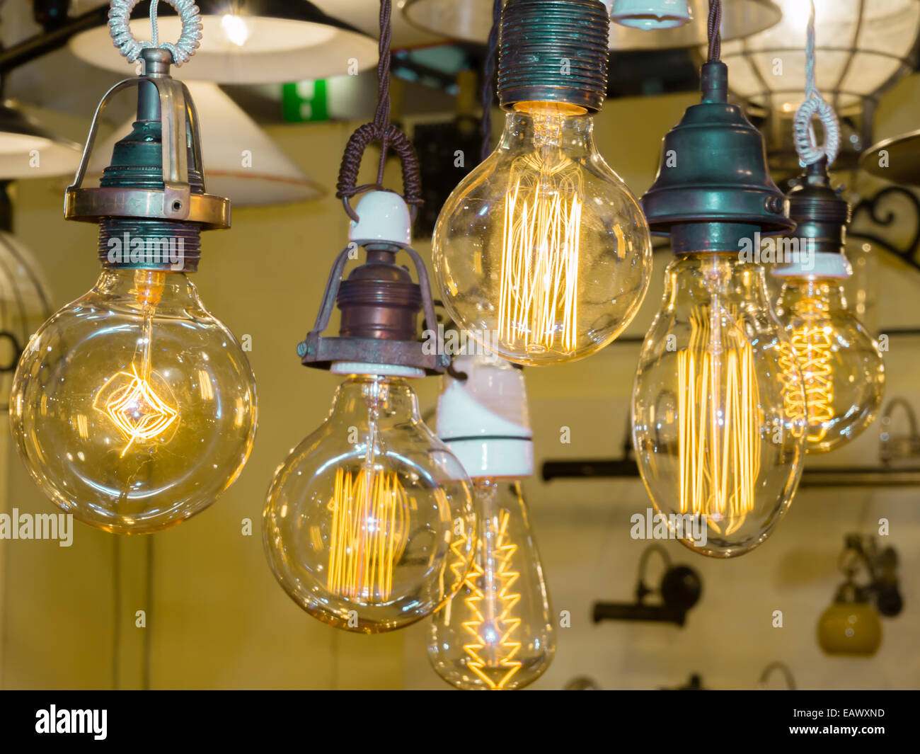 old carbon light bulb Filament, amber edison bulb Stock Photo - Alamy