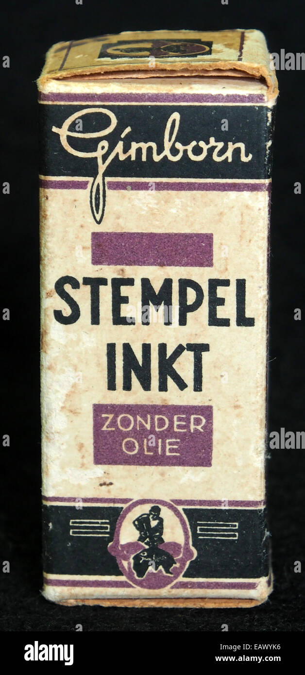 Gimborn stamp ink, a specialized ink product, is shown in this photo ...