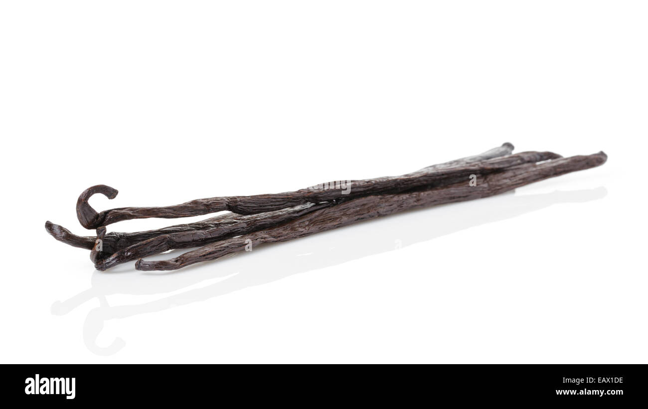fresh bourbon vanilla pods, isolated on white background Stock Photo ...