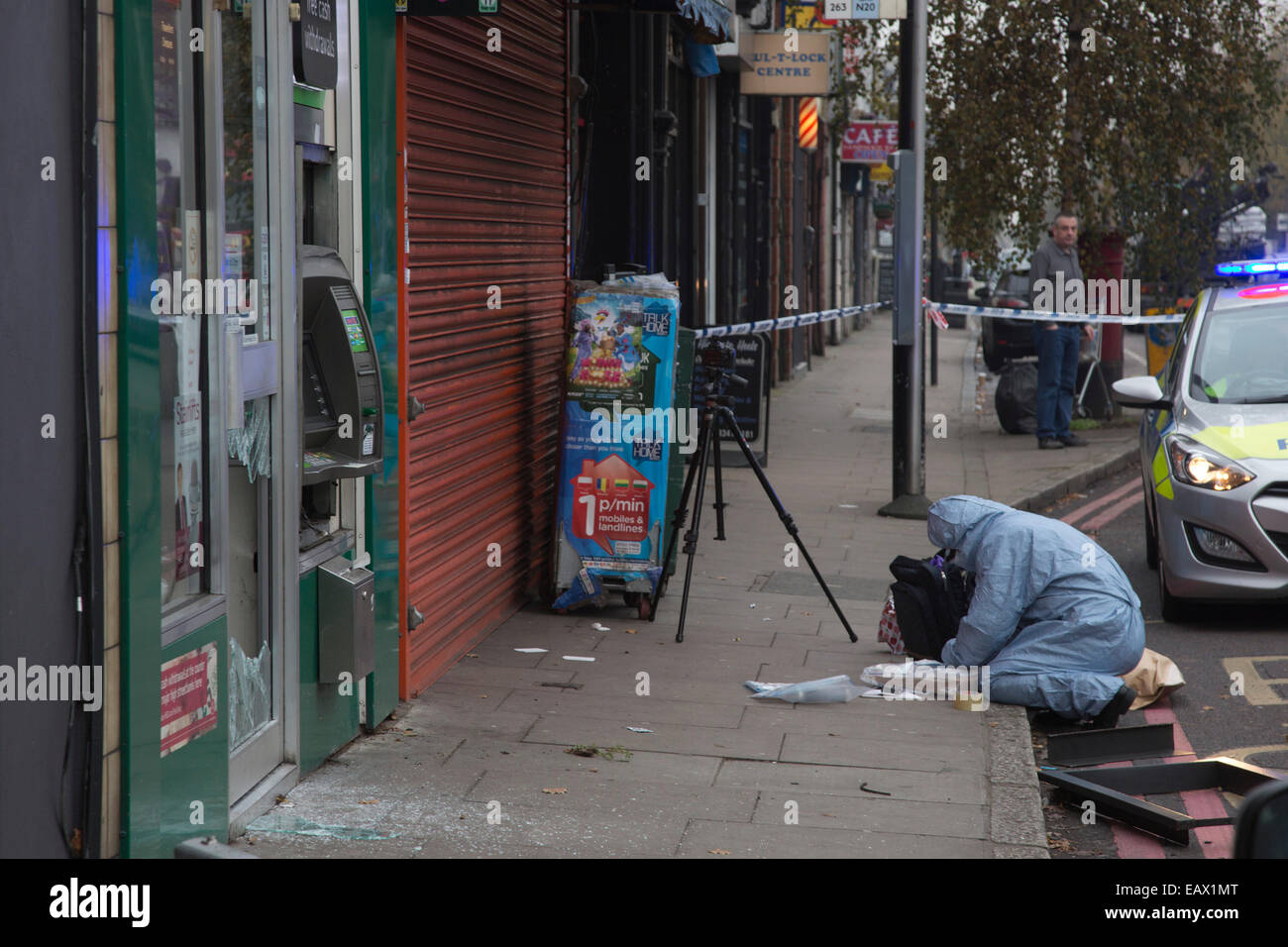 London, UK. 21 November 2014. Highgate Post Office with a shattered ...