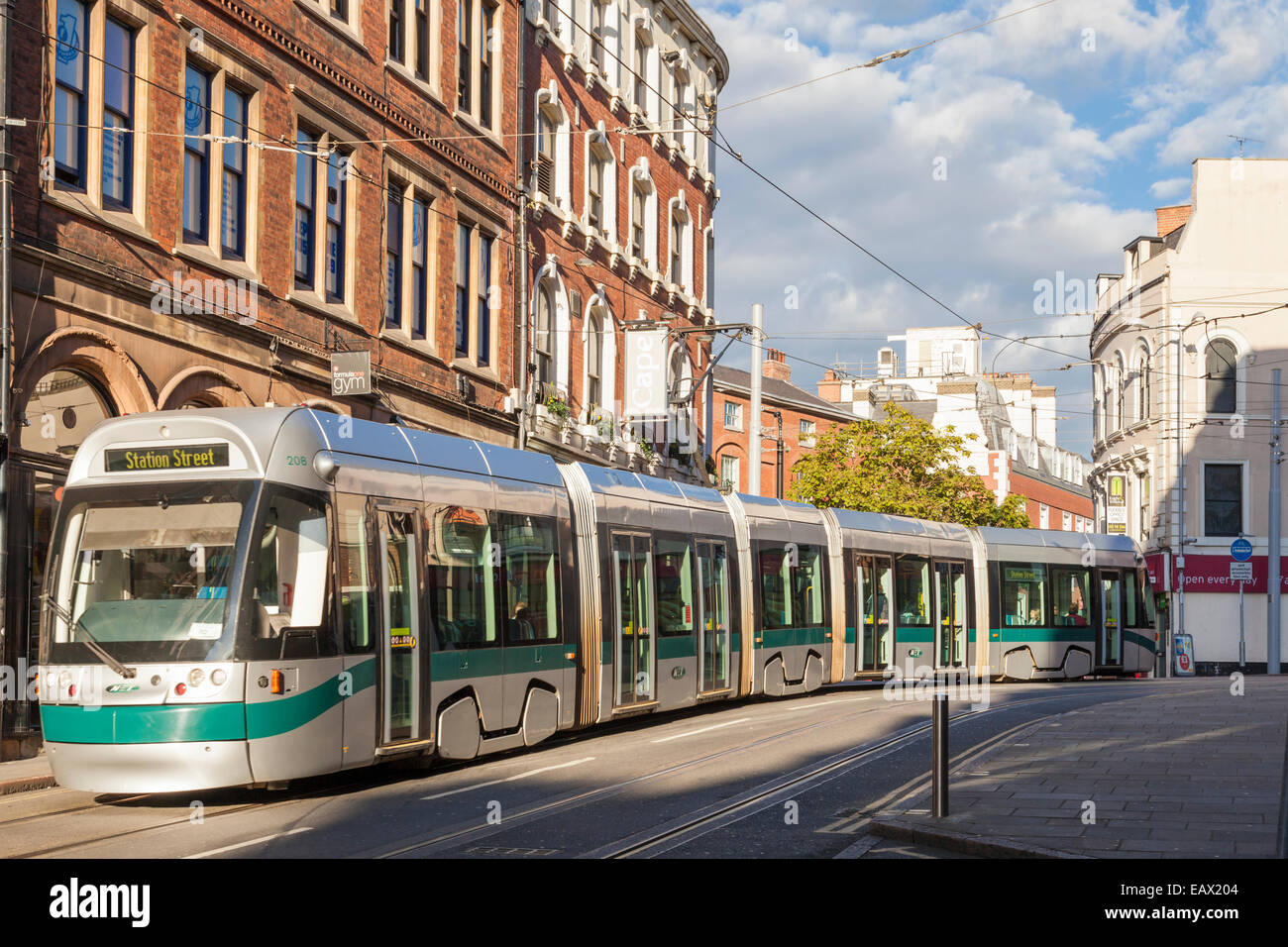 The Nottingham tram (Nottingham Express Transit or NET) at the top of ...