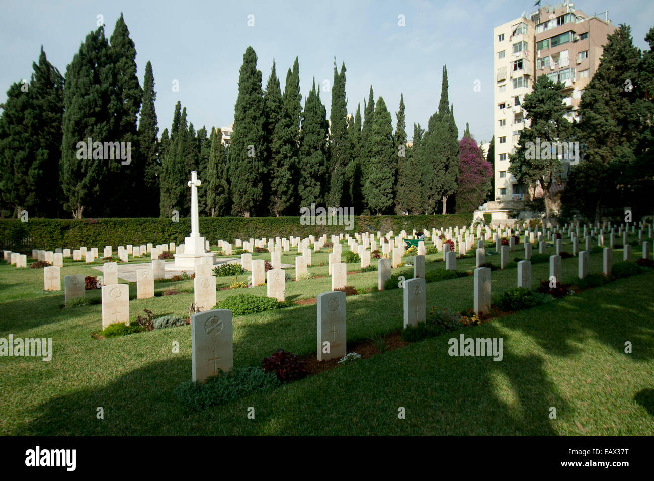 Beirut Lebanon. 21st November 2014. Gardeners clean and tidy the ...
