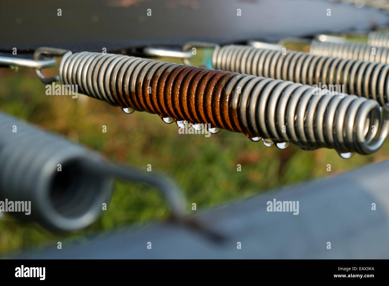 Rusting and wet trampoline springs Stock Photo - Alamy