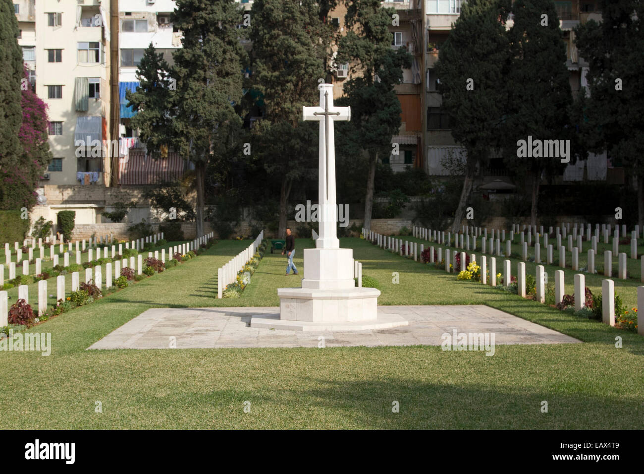 Beirut Lebanon. 21st November 2014. Gardeners clean and tidy the plot ...