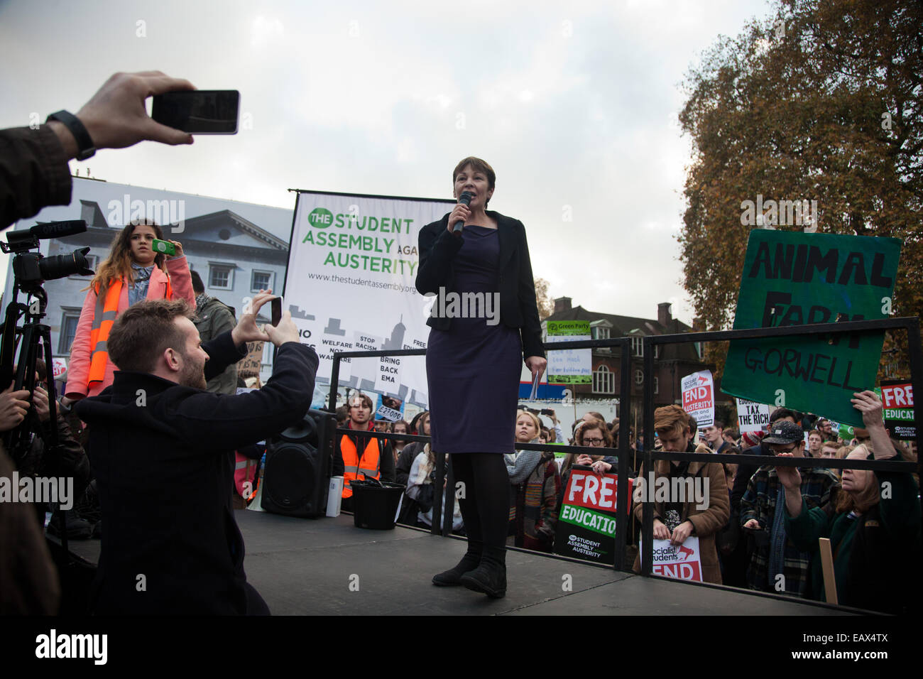 Caroline Lucas, MP Green Party speaks at the rally outside Parliament ...