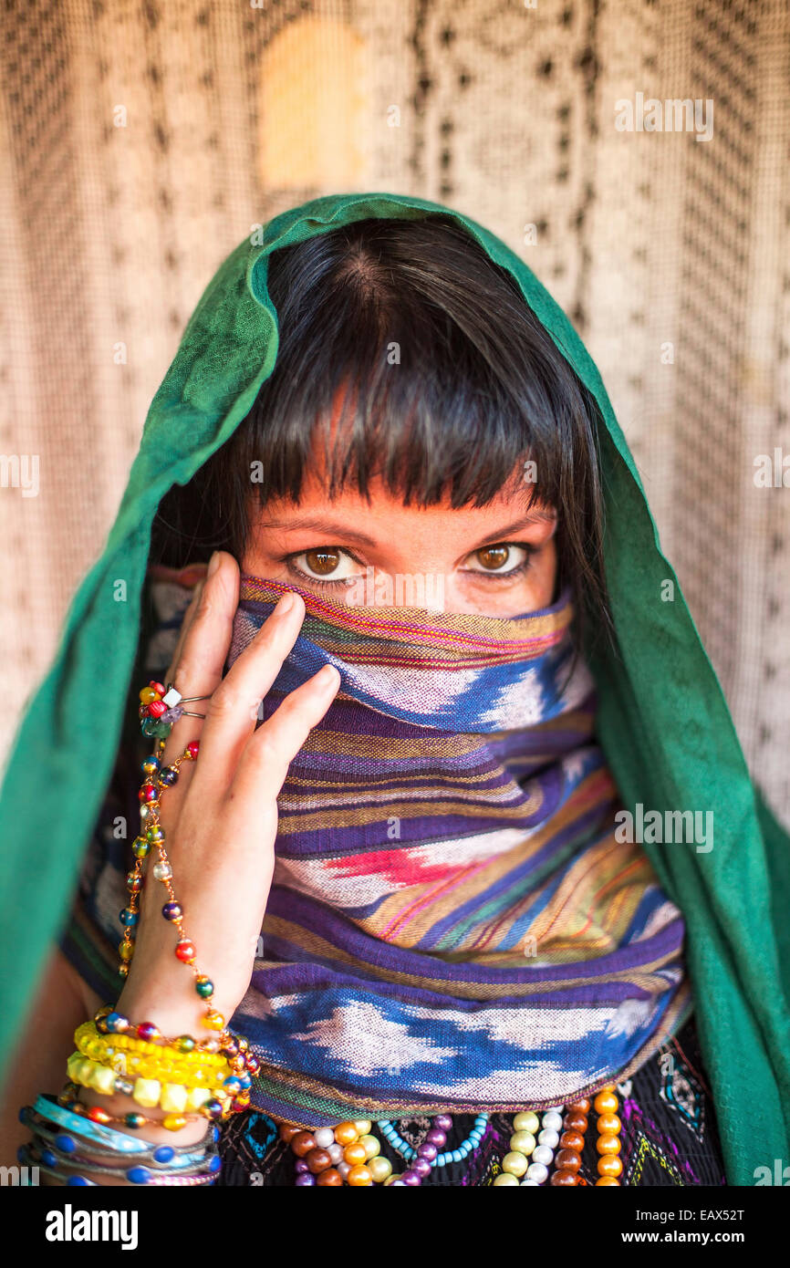 Young woman with a veiled face Stock Photo - Alamy