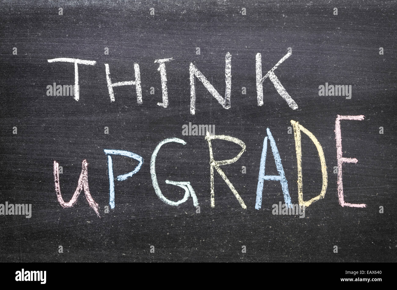 think upgrade phrase handwritten on the school blackboard Stock Photo ...