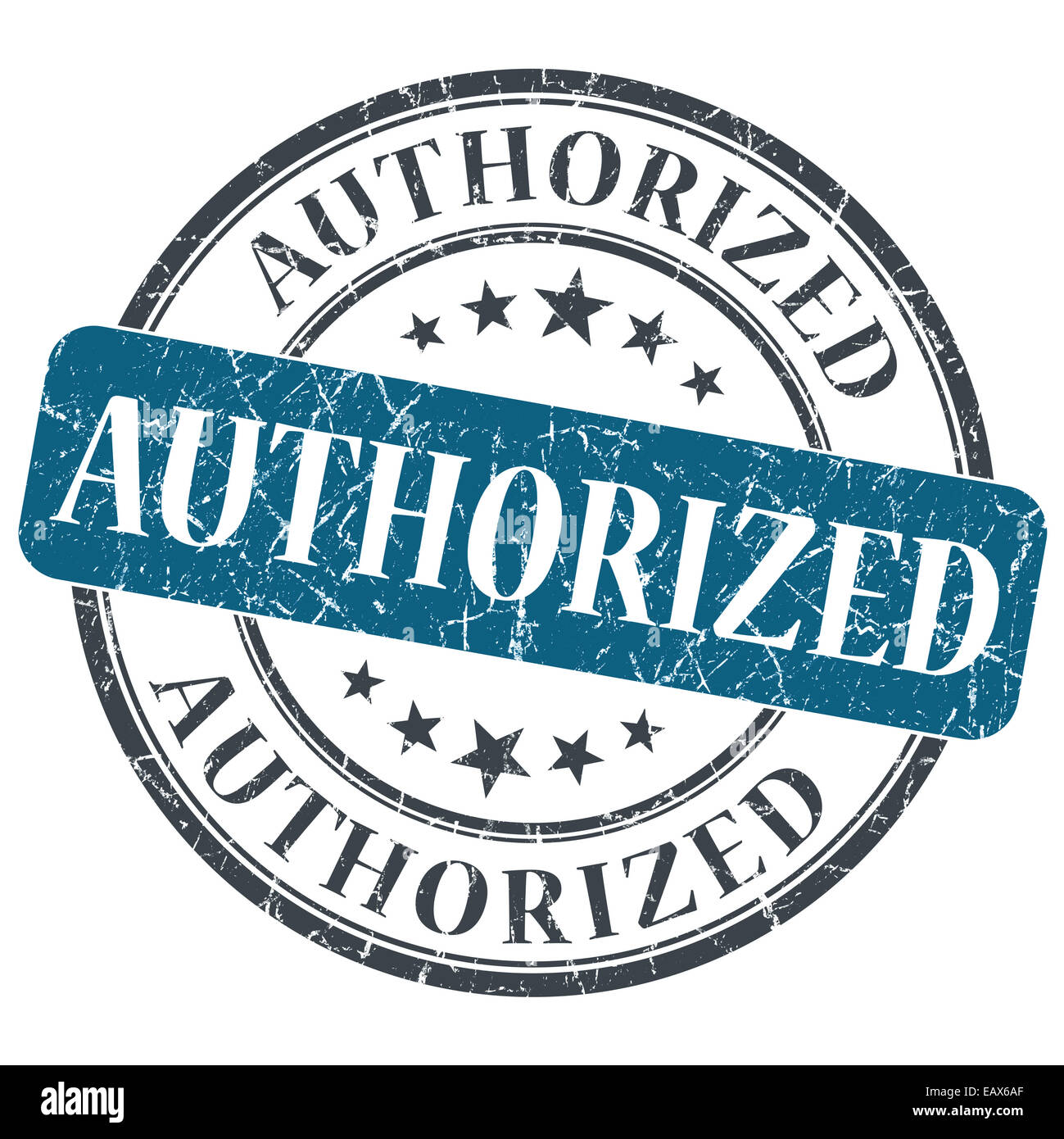 Authorized blue round grungy stamp isolated on white background Stock ...