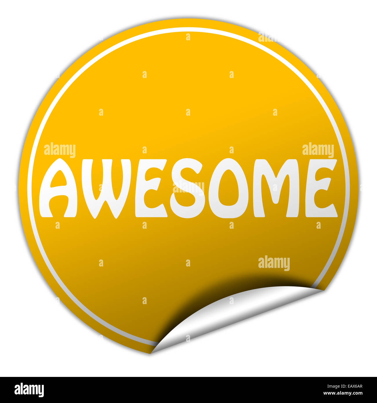AWESOME round yellow sticker on white background Stock Photo - Alamy