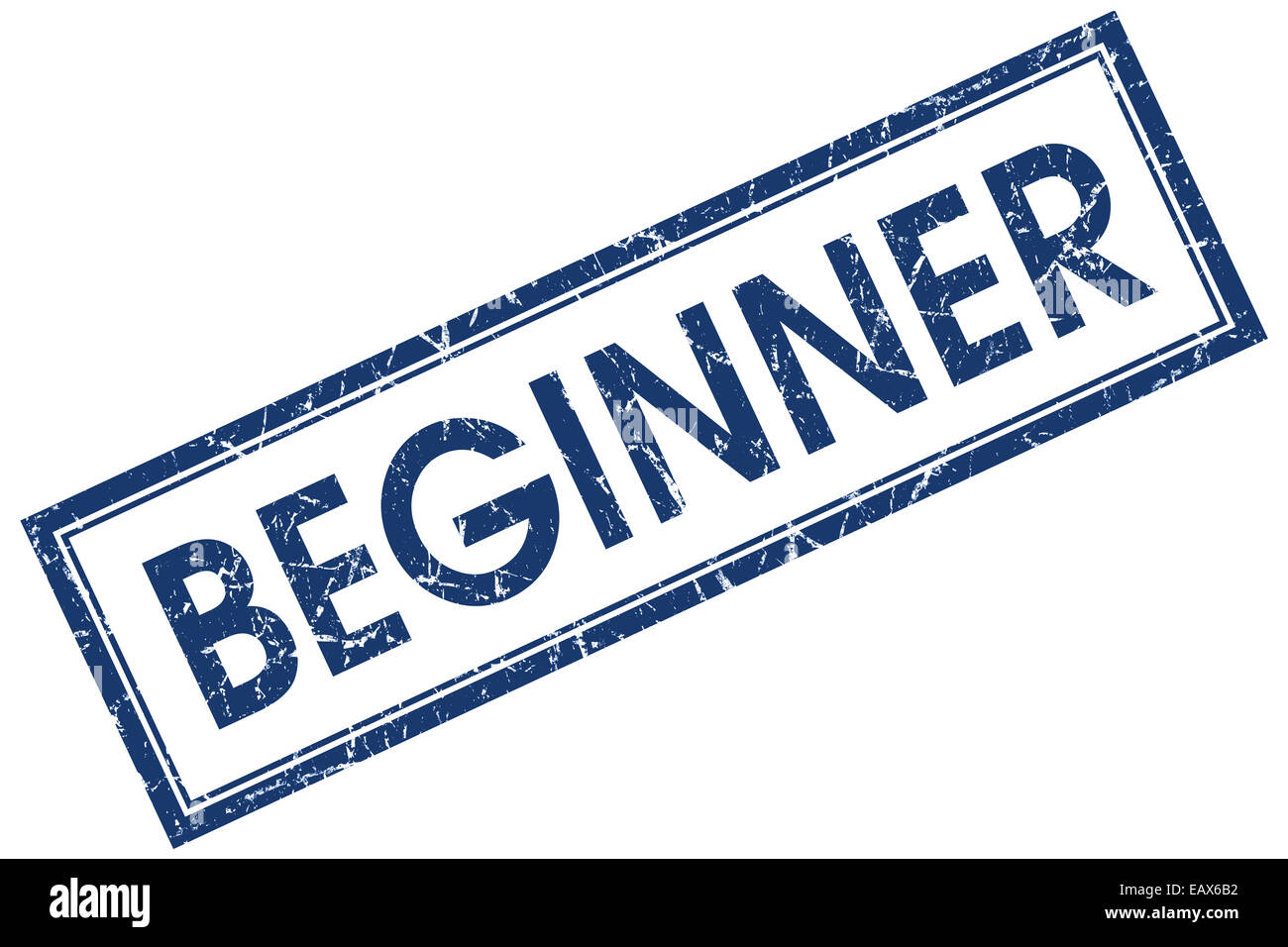 beginner blue square stamp isolated on white background Stock Photo - Alamy