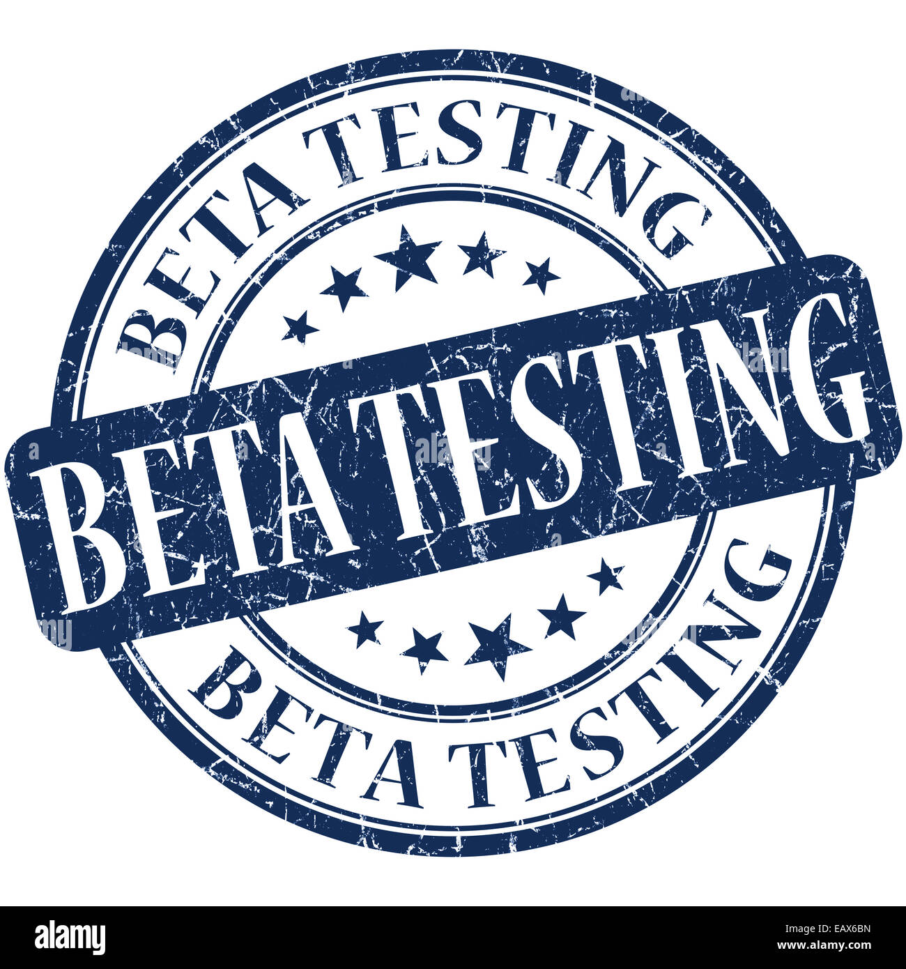 Beta testing grunge blue round stamp Stock Photo - Alamy