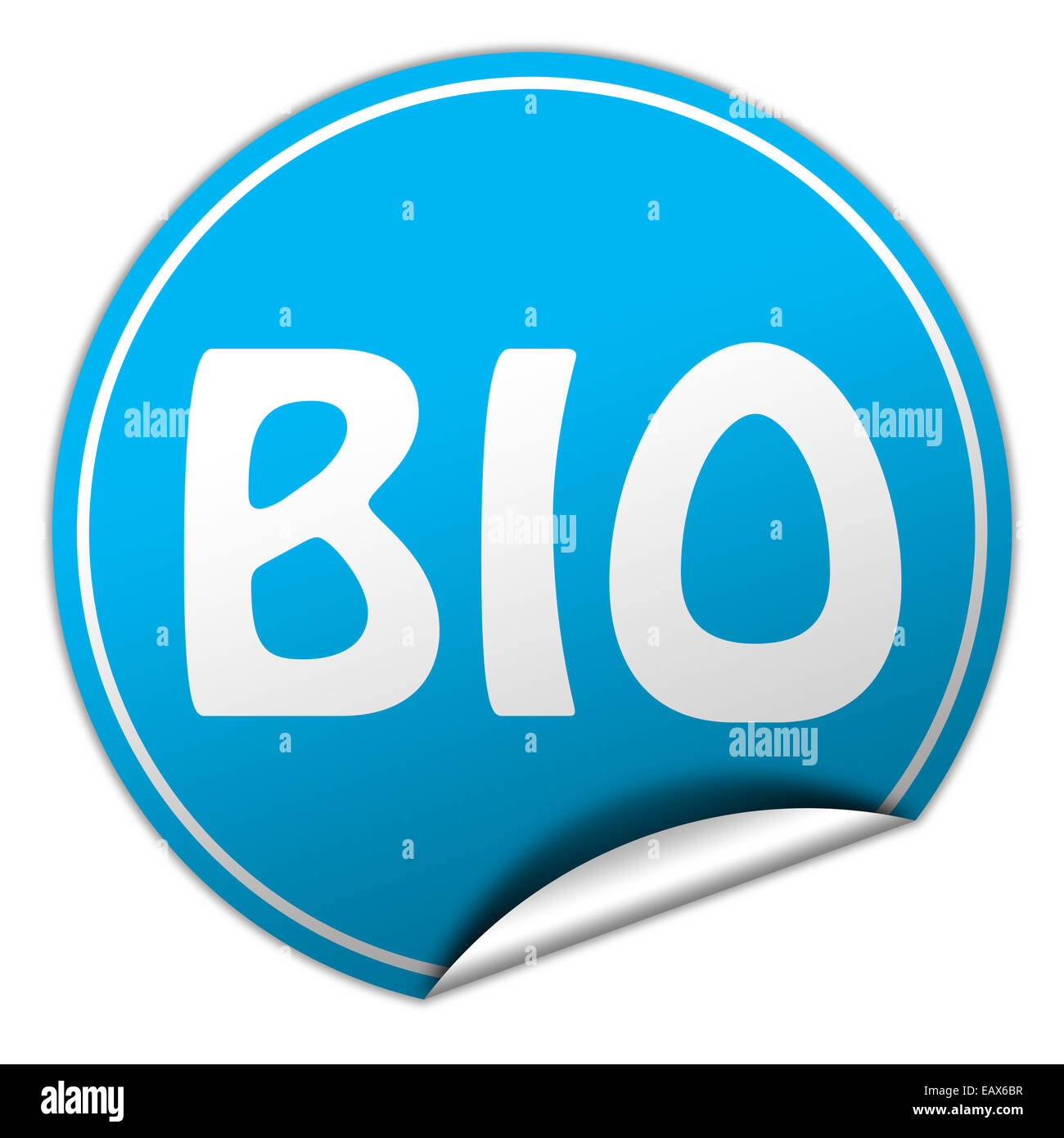bio round blue sticker on white background Stock Photo - Alamy