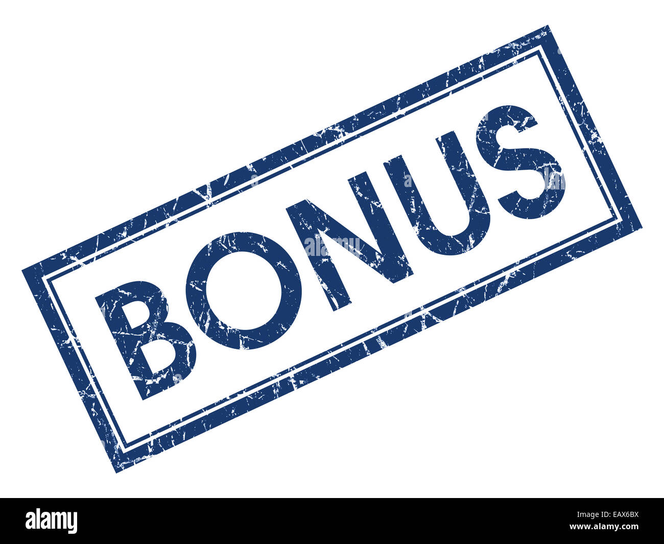 Bonus blue square grungy stamp isolated on white background Stock Photo ...