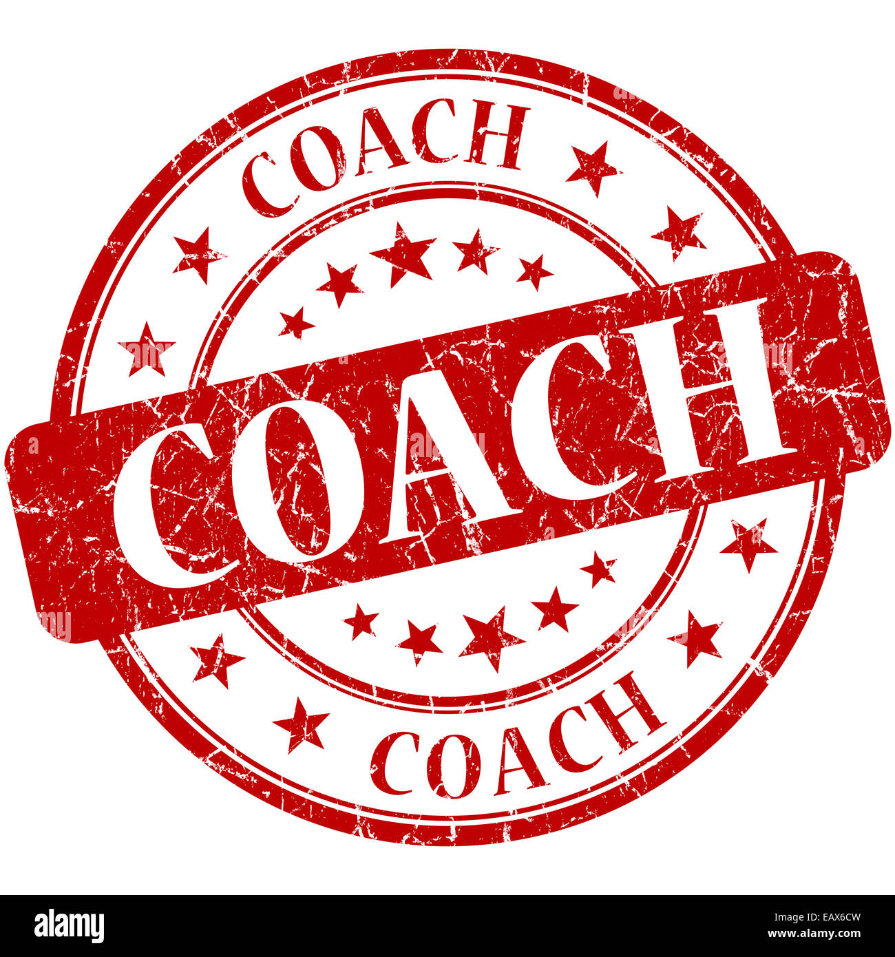 Coach red round grungy vintage rubber stamp Stock Photo - Alamy