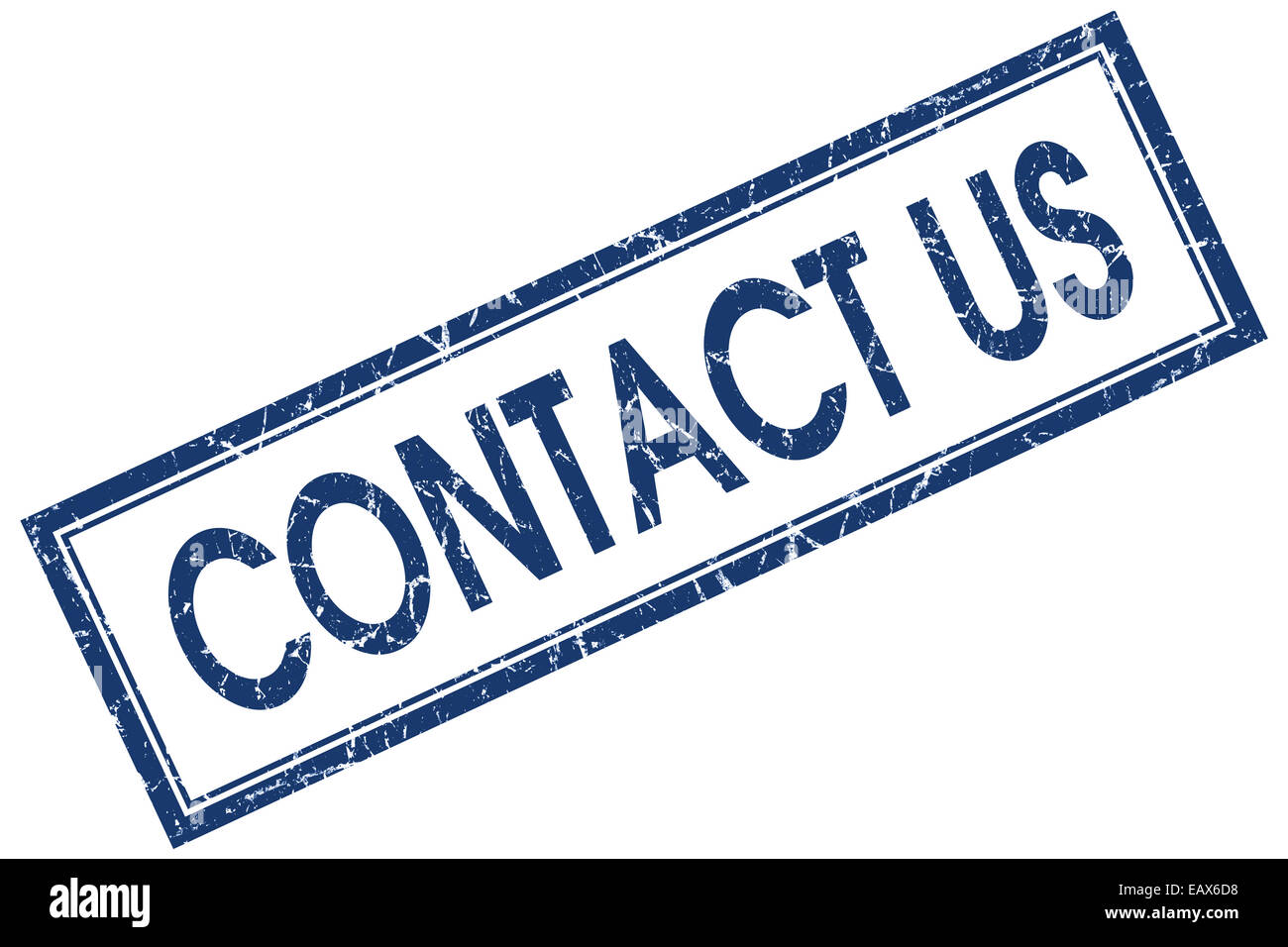 Contact us blue square grungy stamp isolated on white background Stock ...