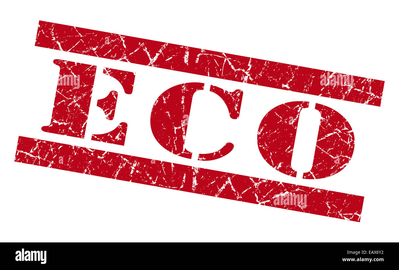 Eco red grunge stamp Stock Photo - Alamy