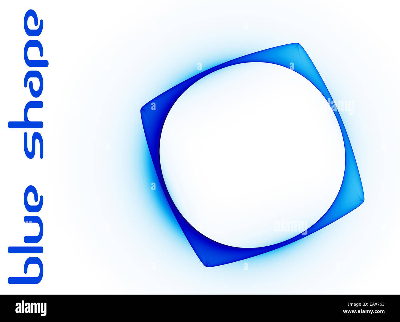 Abstract blue geometric shape with round hole on very light background ...
