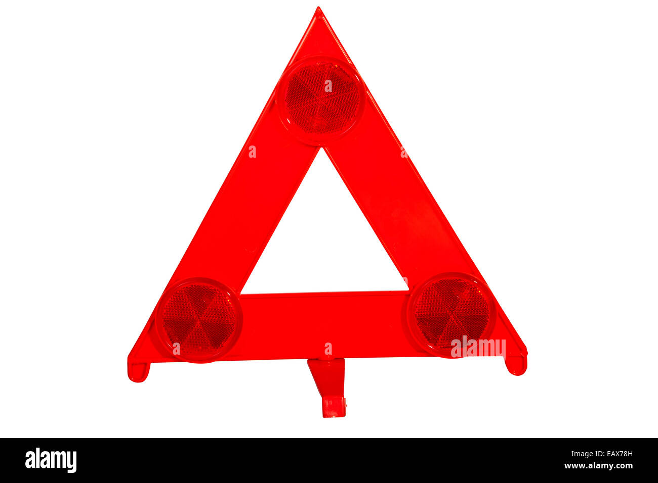 bright red danger warning triangle with reflectors Stock Photo - Alamy