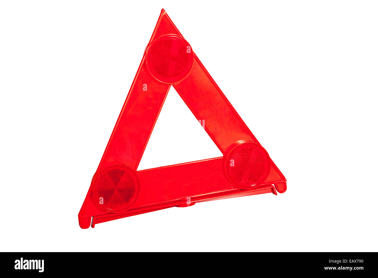 three reflectors on bright red warning triangle Stock Photo - Alamy