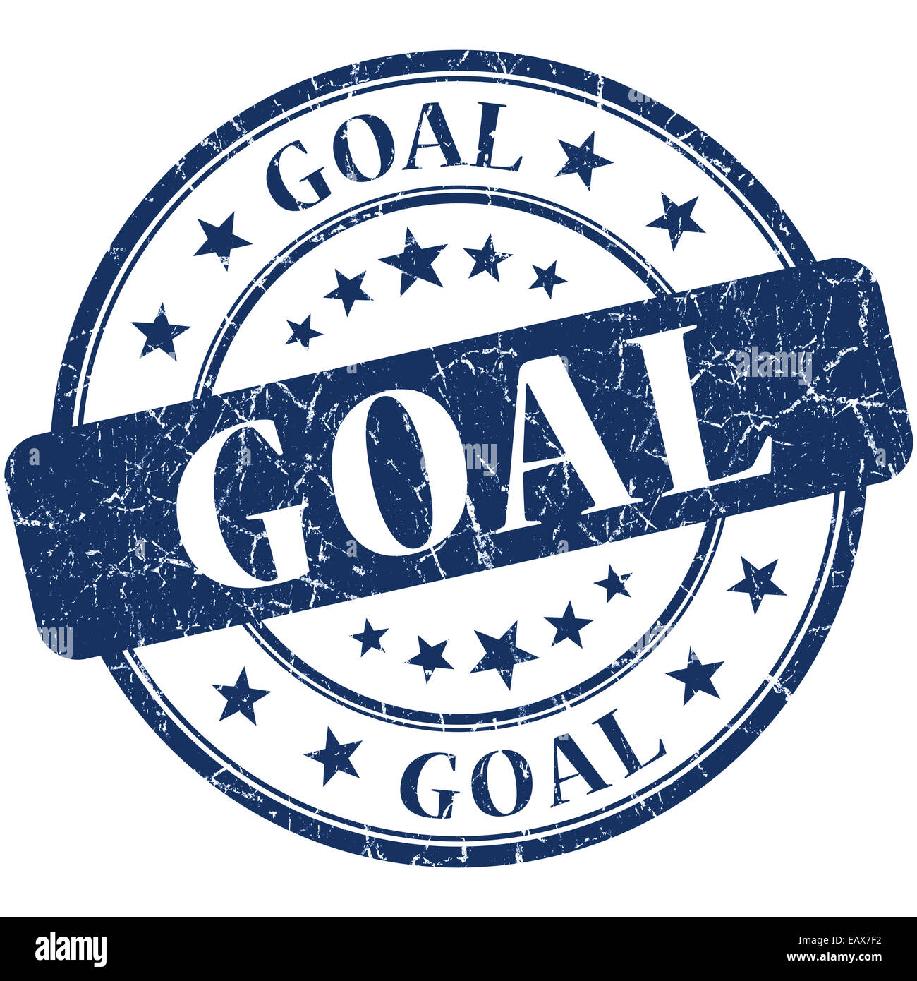 Goal blue round grungy vintage rubber stamp Stock Photo - Alamy