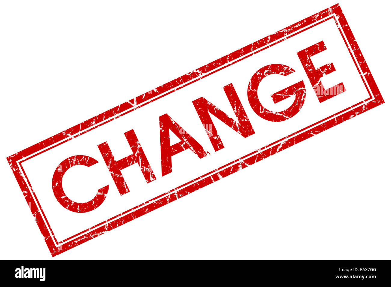 Change red square grungy stamp isolated on white background Stock Photo ...