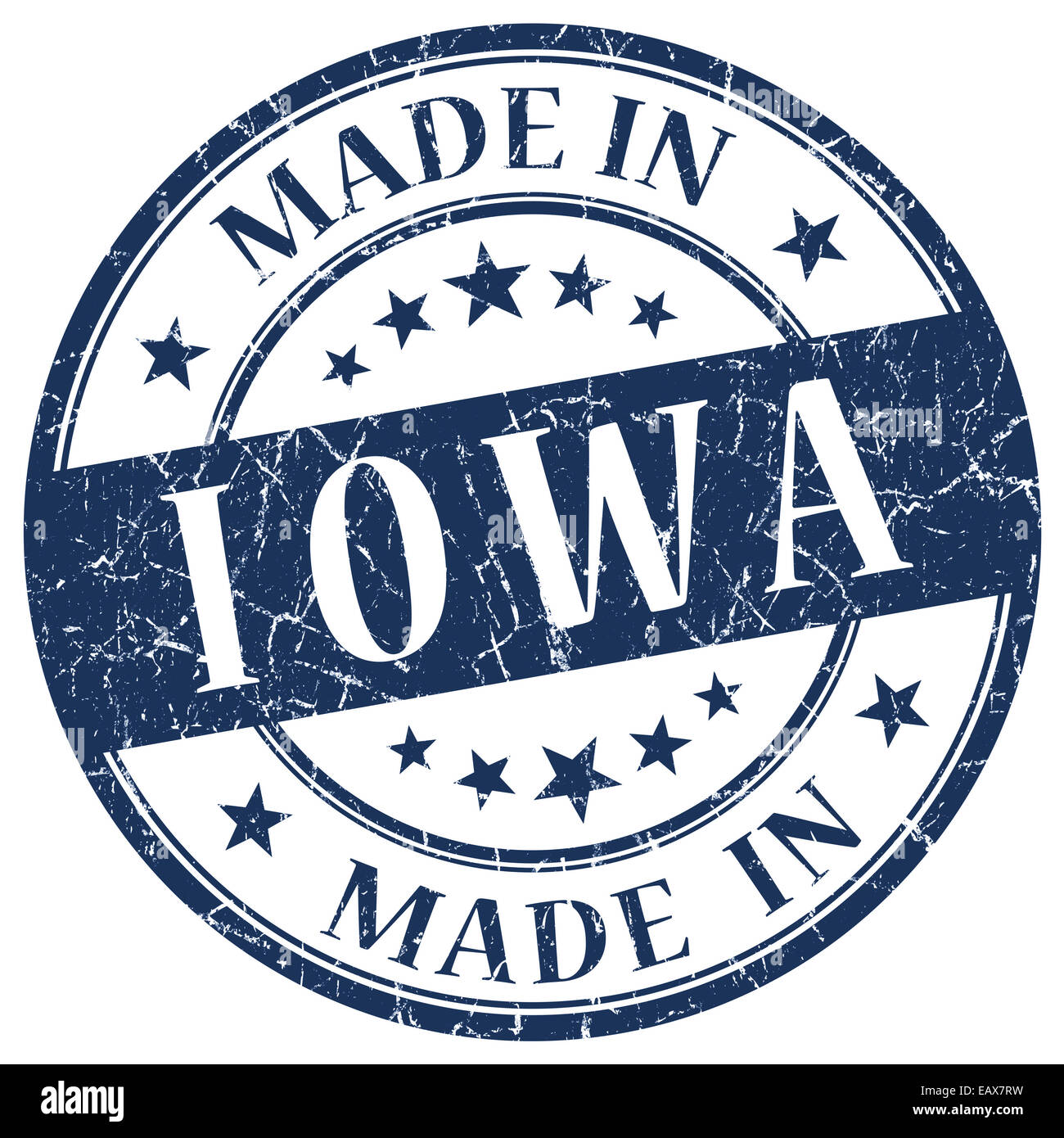 made in Iowa blue round grunge isolated stamp Stock Photo - Alamy