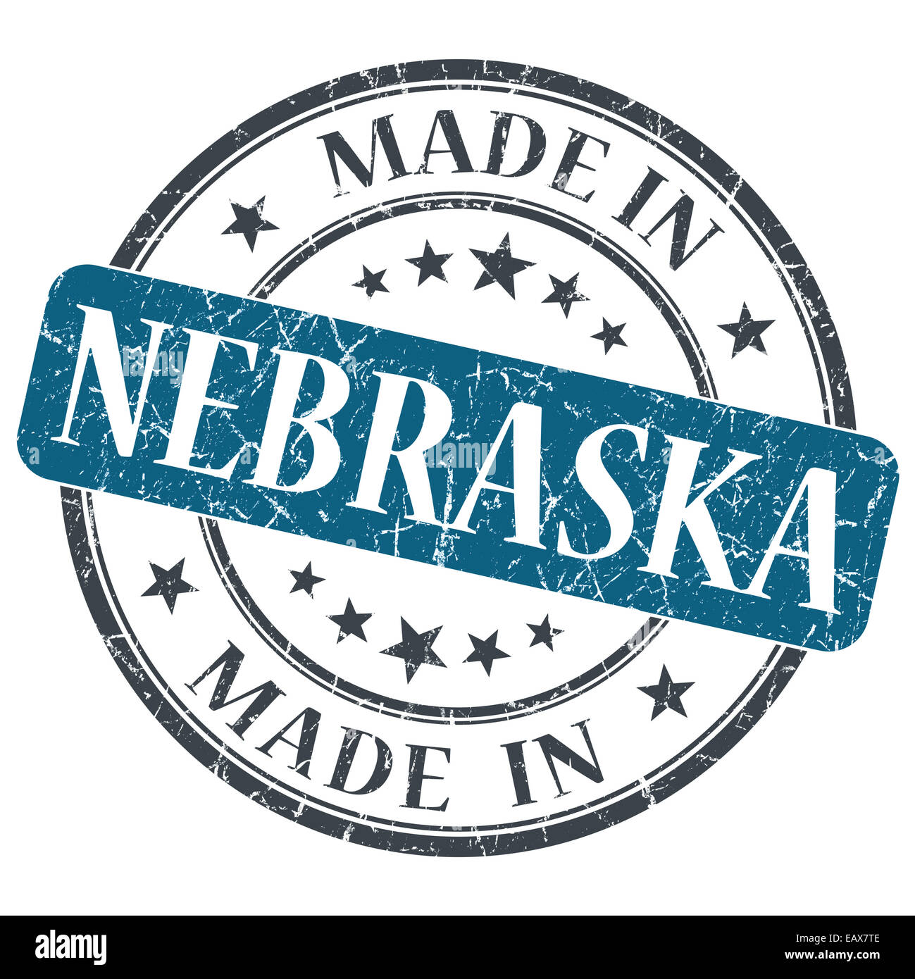 made in Nebraska blue round grunge isolated stamp Stock Photo - Alamy