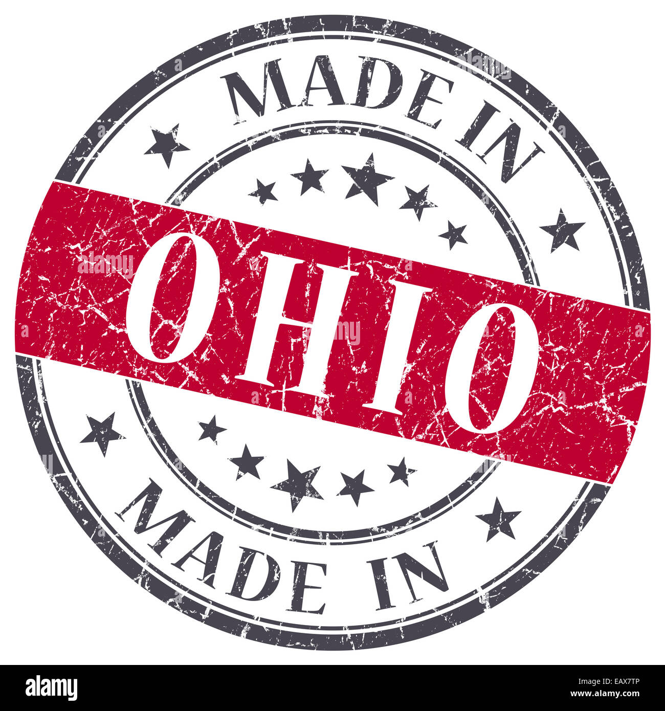 made in Ohio red round grunge isolated stamp Stock Photo - Alamy