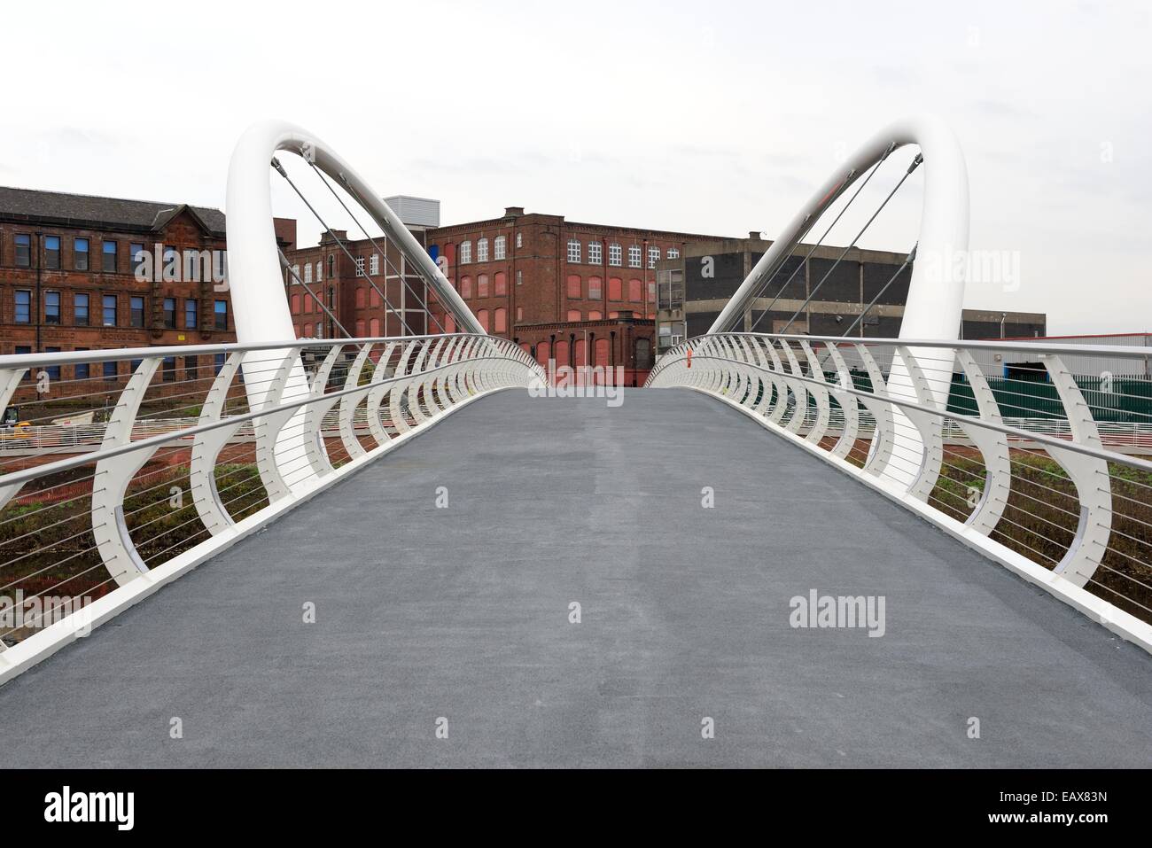 Newly opened pedestrian bridge over the river Clyde connecting ...