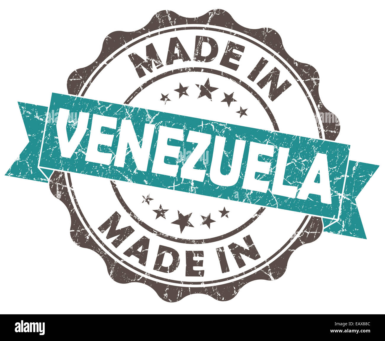made in venezuela turquoise grunge seal isolated on white background ...
