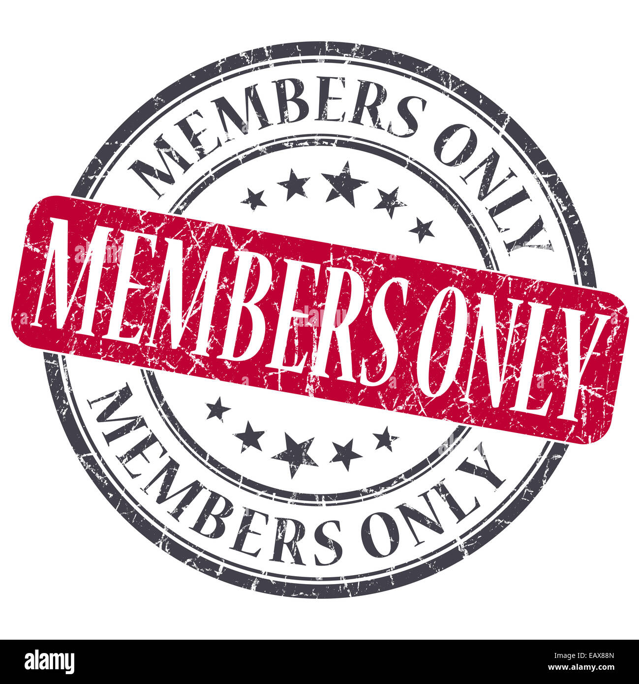 Members Only red grunge round stamp on white background Stock Photo - Alamy