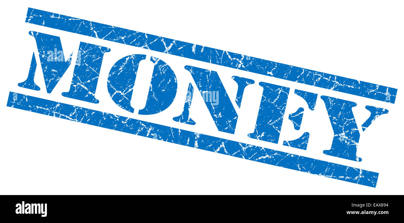 money blue grungy stamp on white background Stock Photo - Alamy
