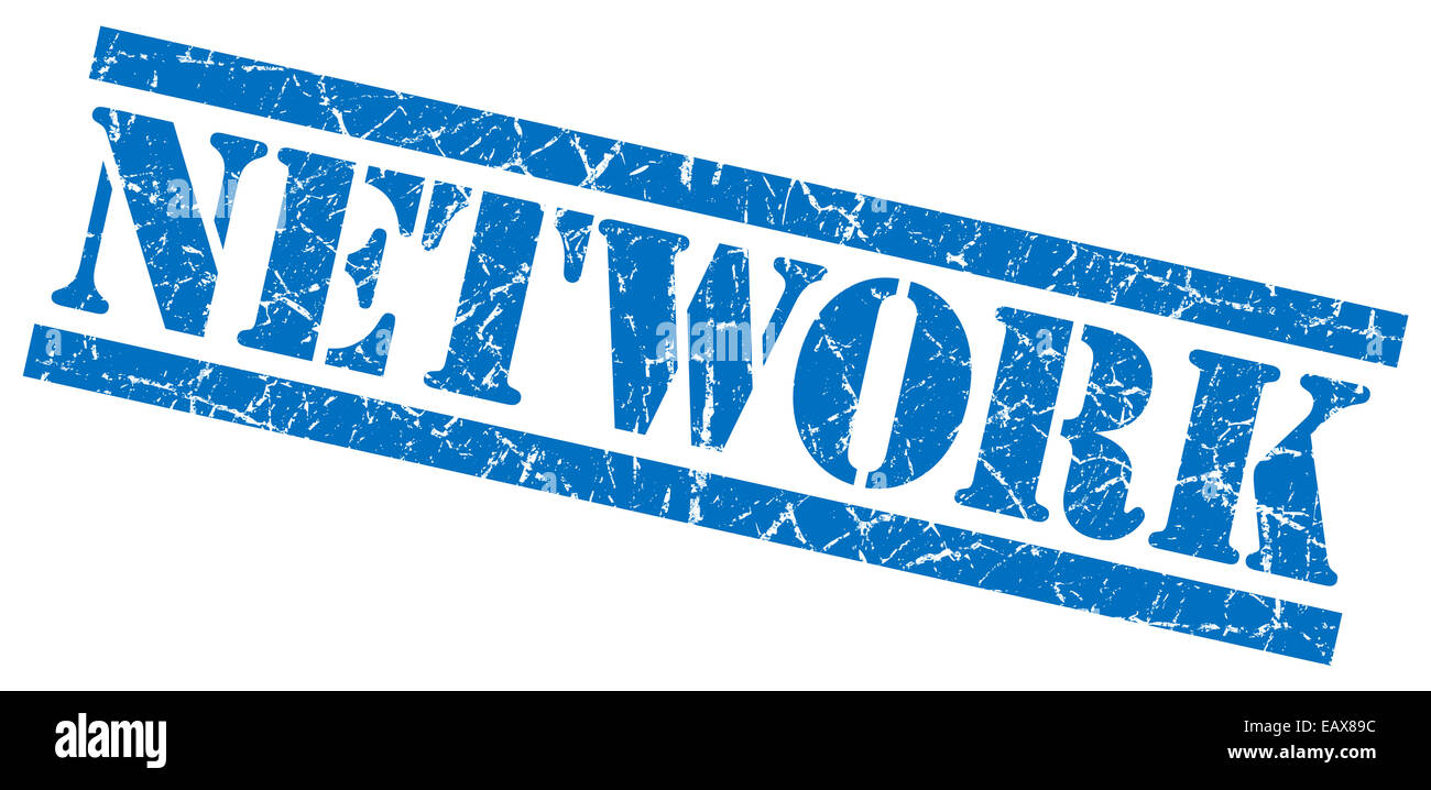 network blue grungy stamp on white background Stock Photo - Alamy