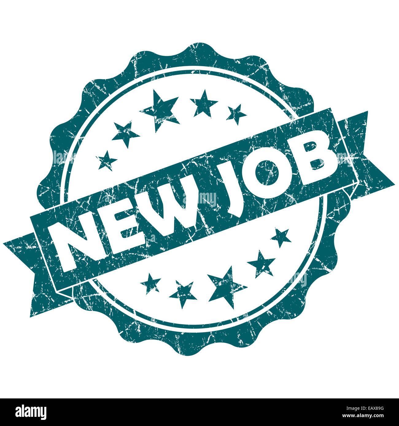 New JOB turquoise vintage round grunge seal isolated on white ...