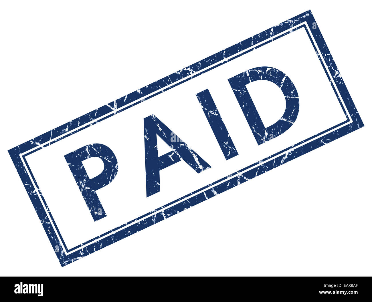 paid blue square stamp Stock Photo - Alamy