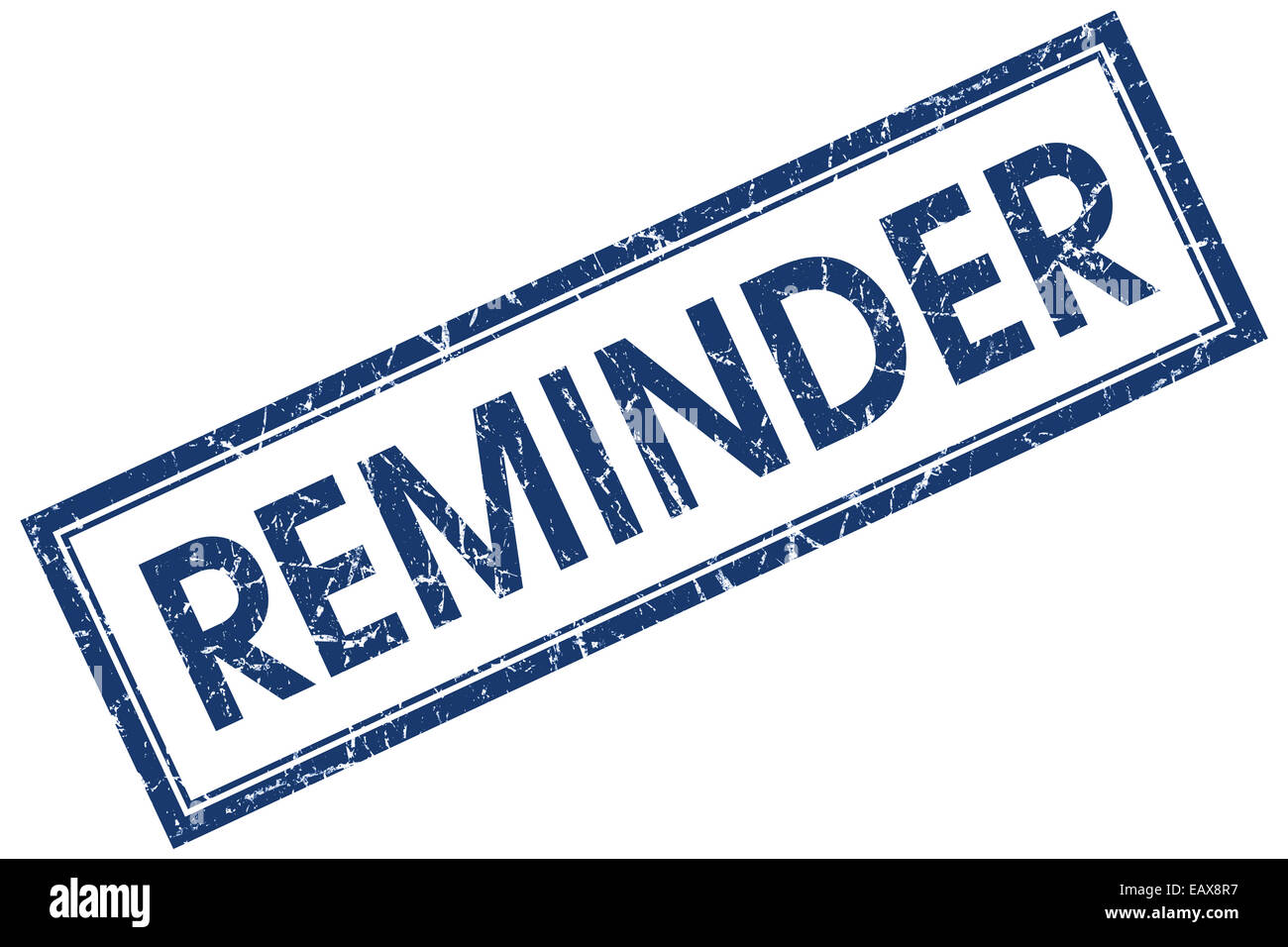 Reminder blue square grungy stamp isolated on white background Stock ...