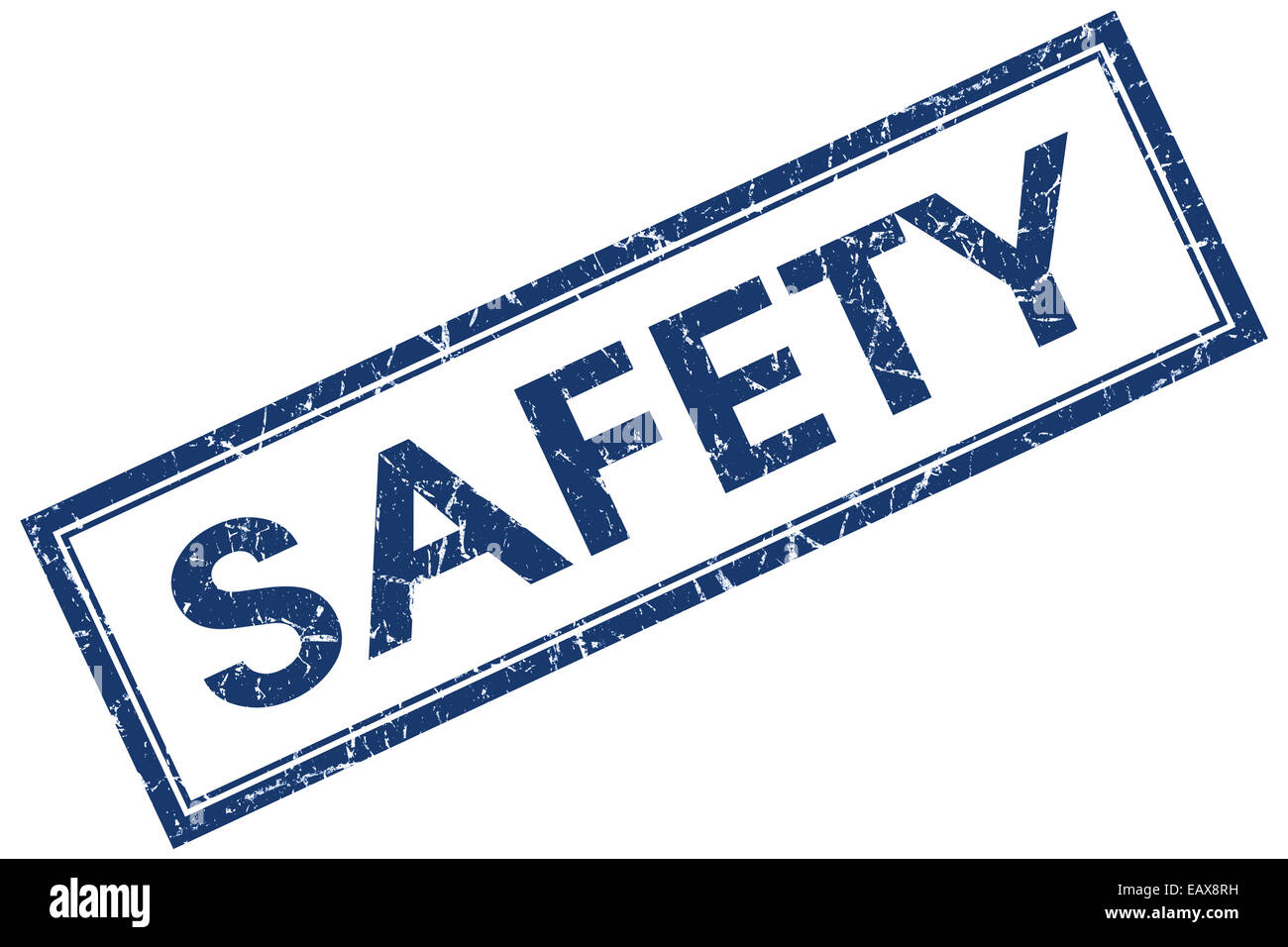 Safety blue square grungy stamp isolated on white background Stock ...