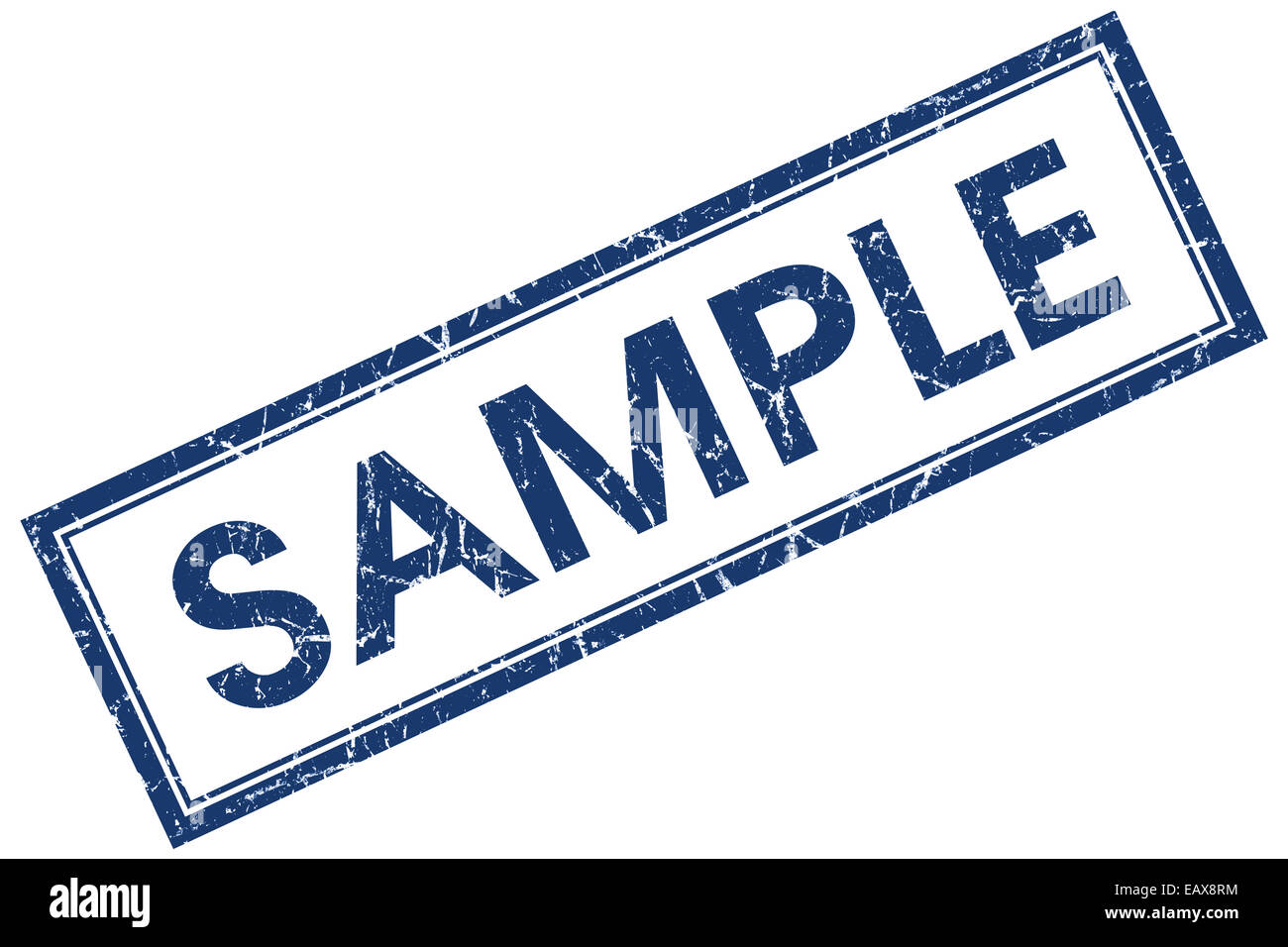 Sample blue square grungy stamp isolated on white background Stock ...
