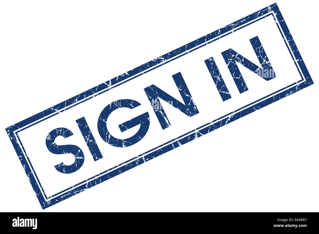 Sign in blue square grungy stamp isolated on white background Stock ...