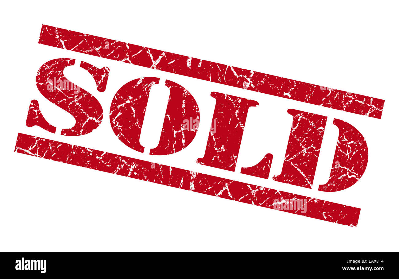 sold red grunge stamp isolated on white Stock Photo - Alamy