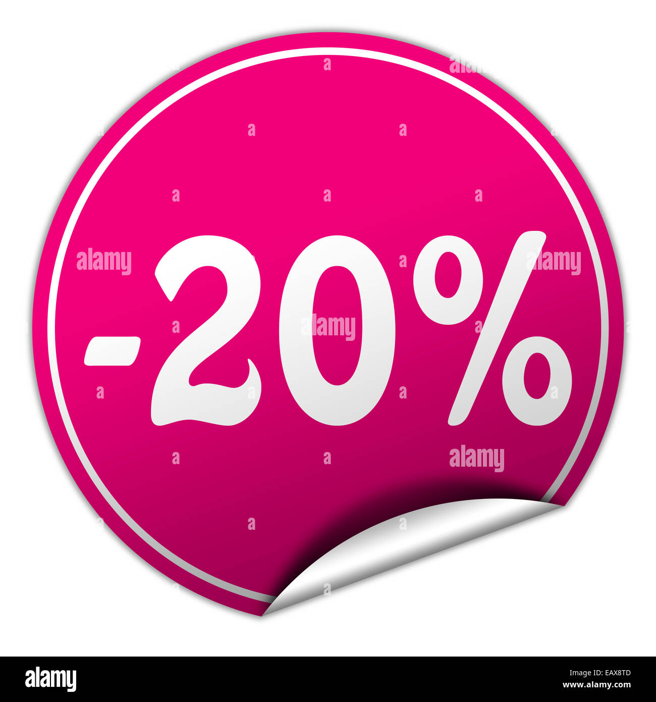 discount round pink sticker on white background Stock Photo - Alamy