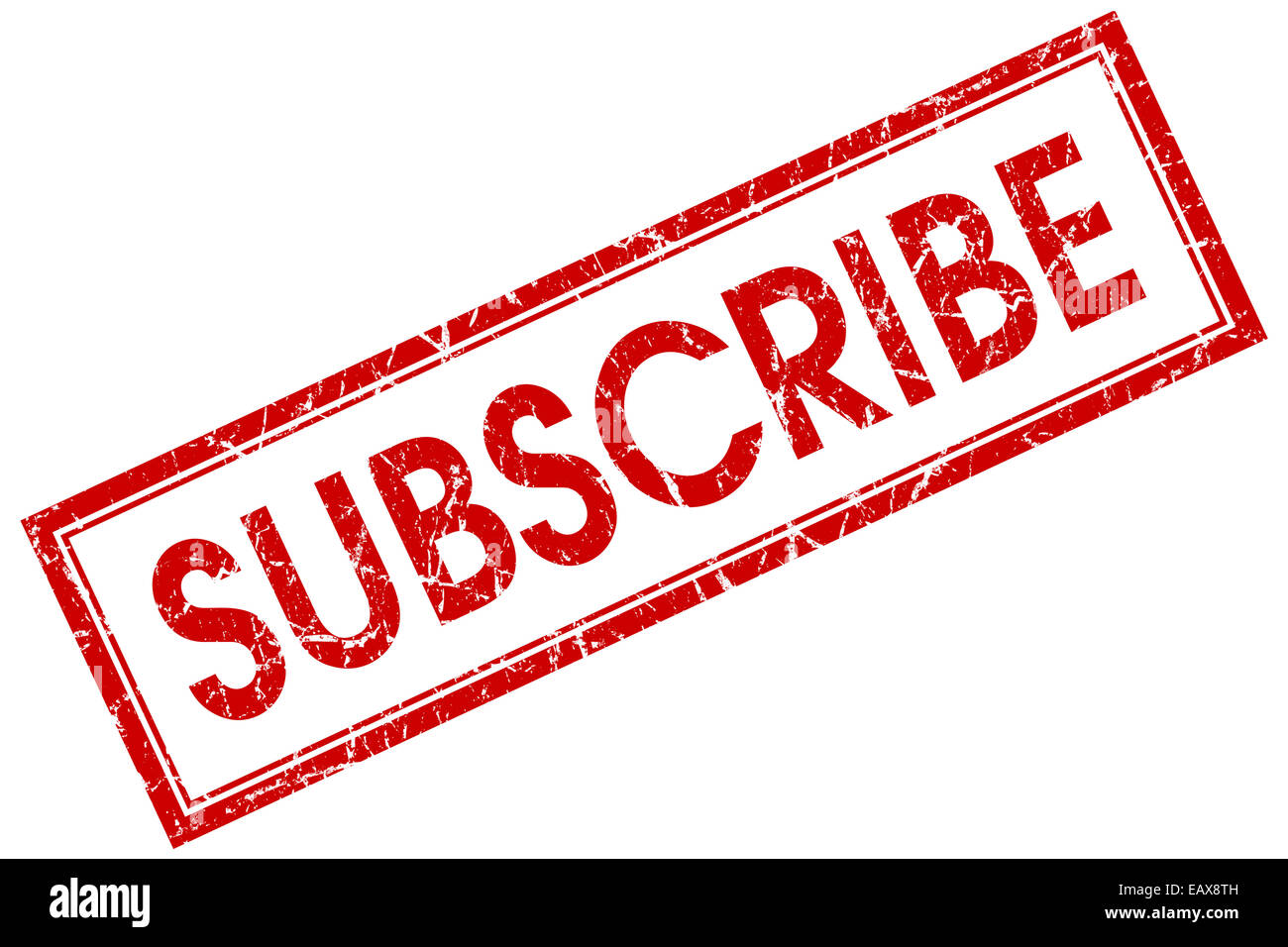 Subscribe red square grungy stamp isolated on white background Stock ...