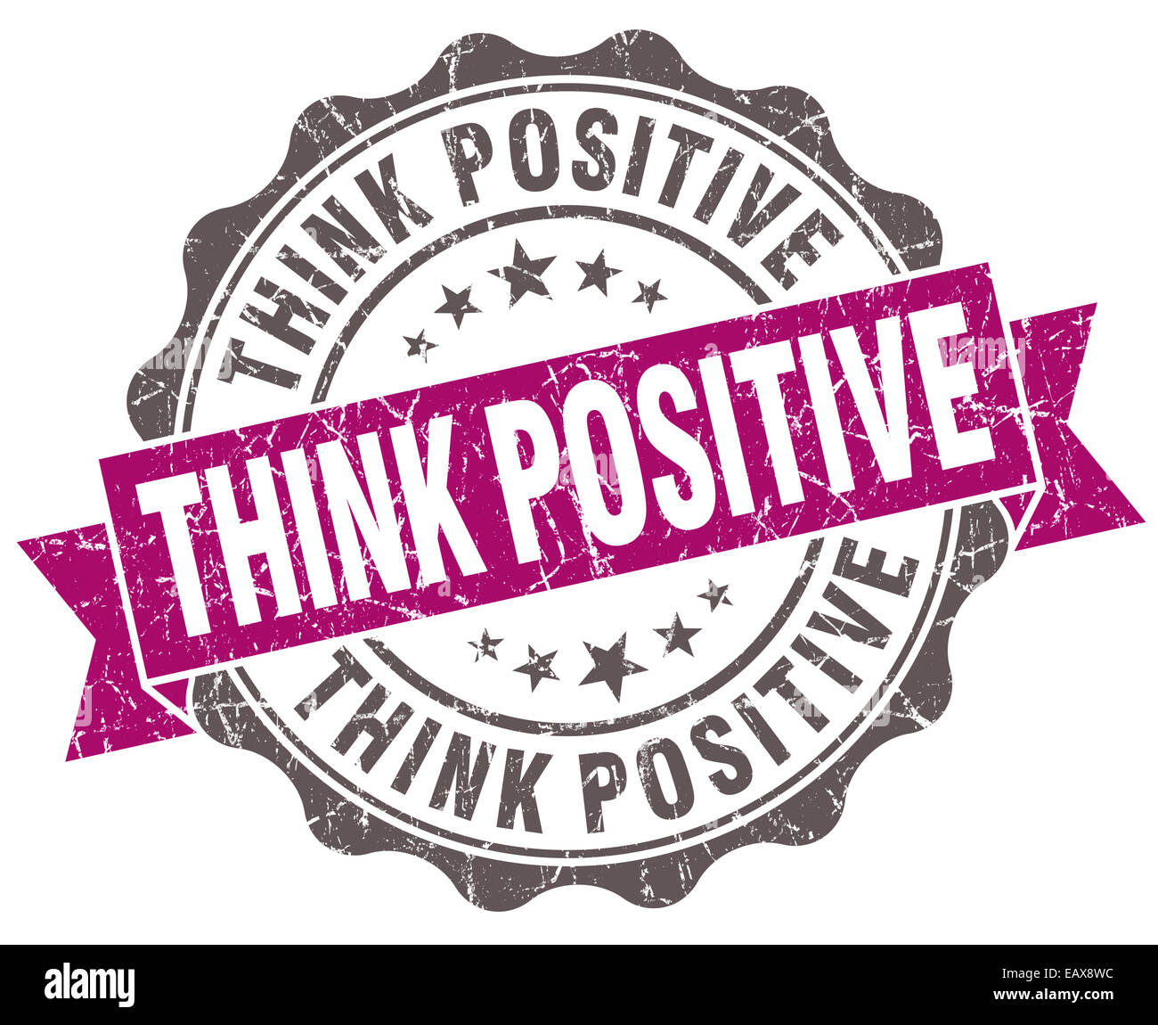 Think positive violet grunge retro vintage isolated seal Stock Photo ...