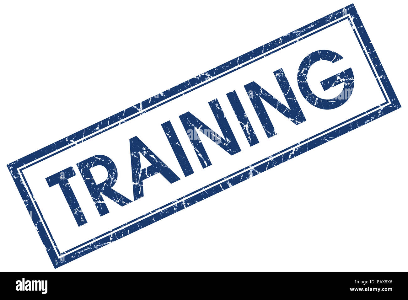 Training blue square grungy stamp isolated on white background Stock ...
