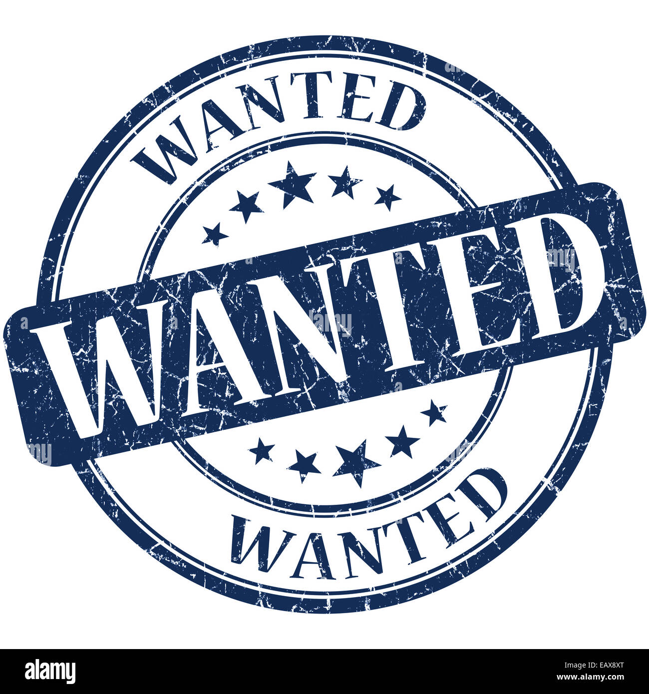 wanted grunge round blue stamp Stock Photo - Alamy