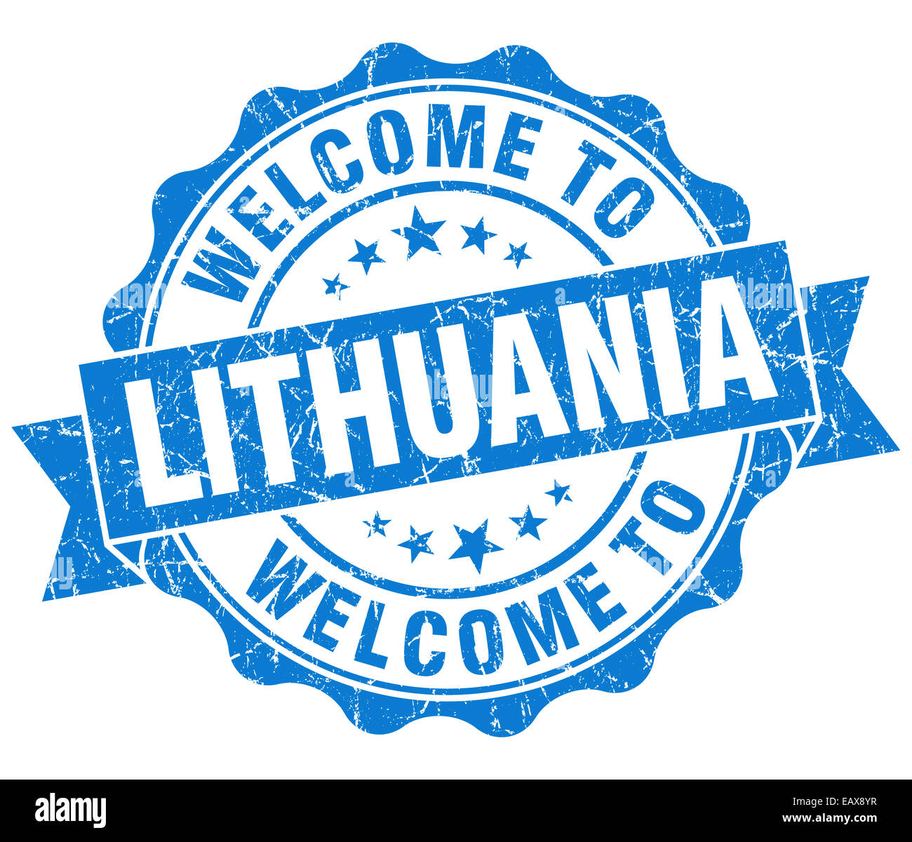 Welcome to Lithuania blue grungy vintage isolated seal Stock Photo - Alamy