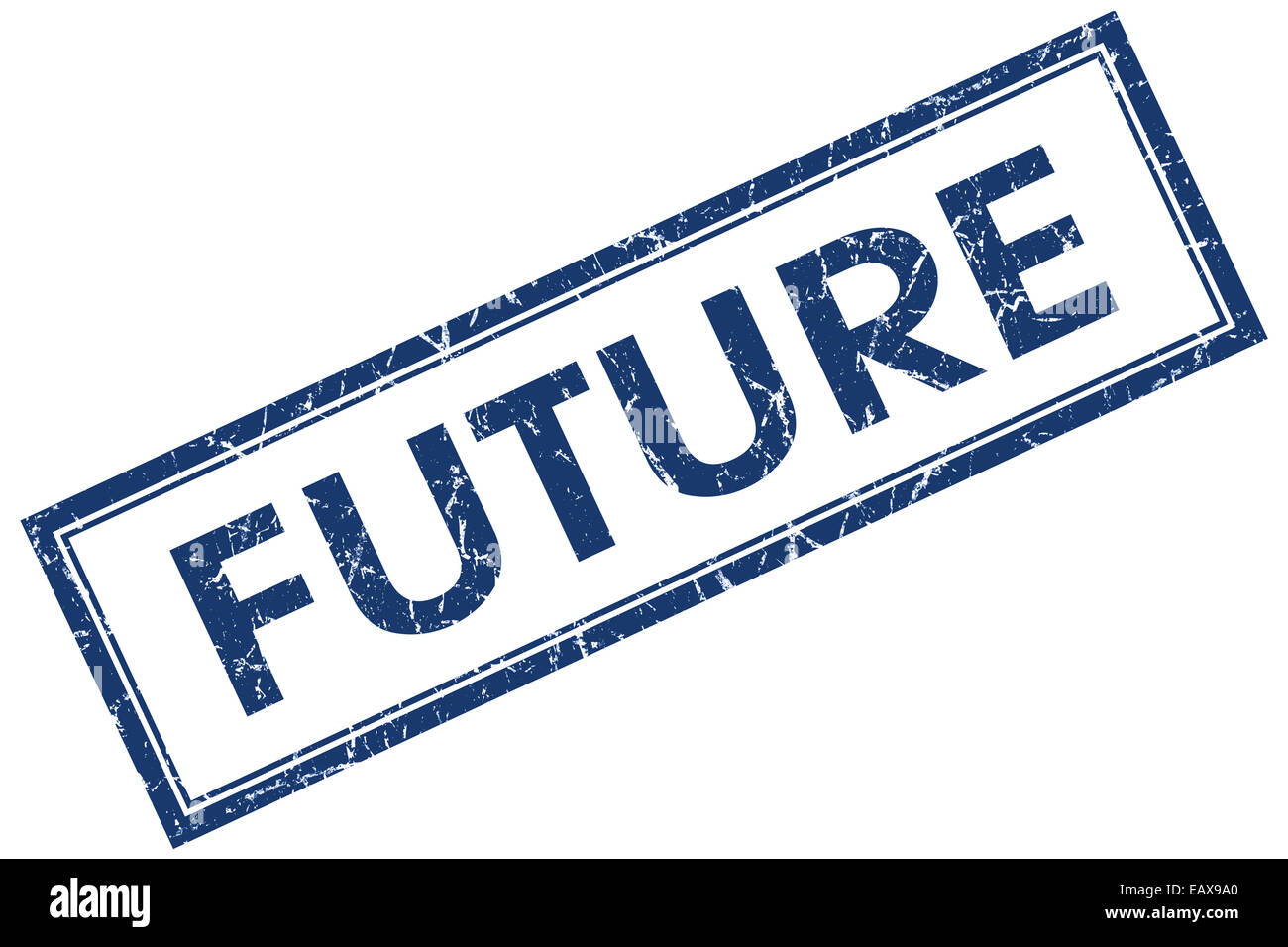 Future blue square grungy stamp isolated on white background Stock ...